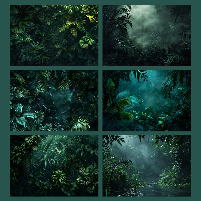 Tropical Jungle Safari Digital Backdrop, Photo Editing Overlays (60 ...