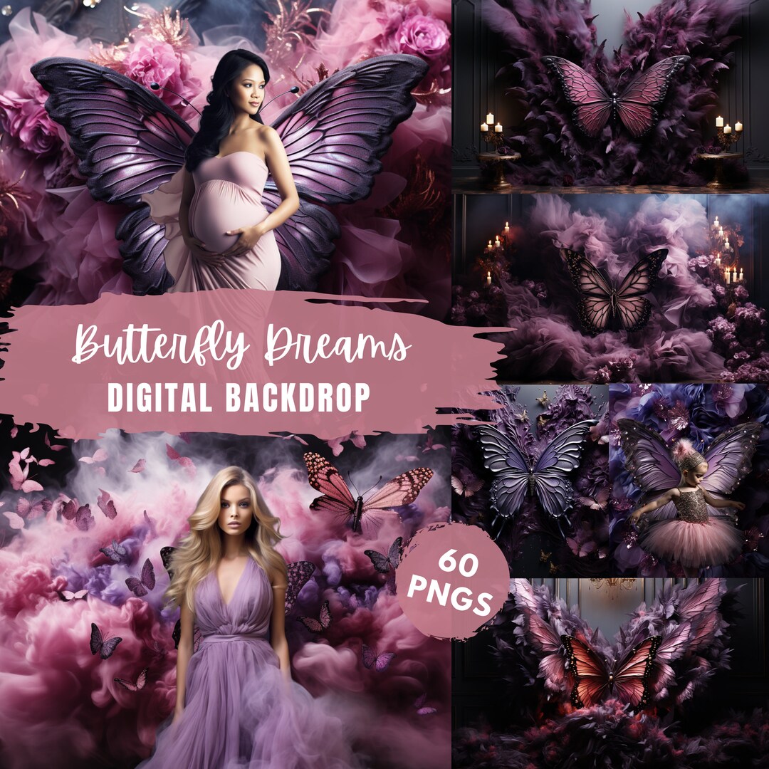 Floral Butterfly Wings Digital Backdrop, Maternity Photography (PNG) - Etsy