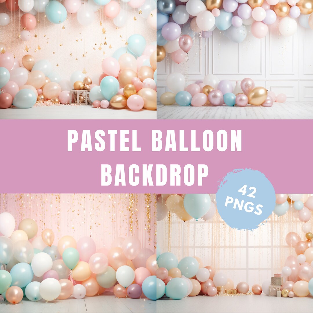 Pastel Colored Fine Art Balloon Backdrop for Photo Editing, Birthday ...