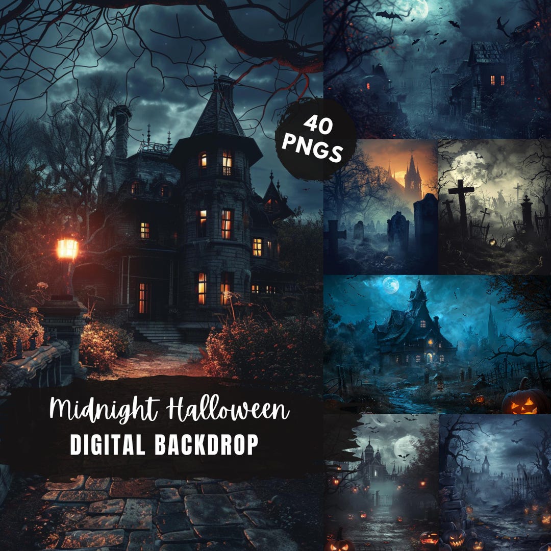 Midnight Halloween Photography Backdrop, Spooky Theme (digital Download ...