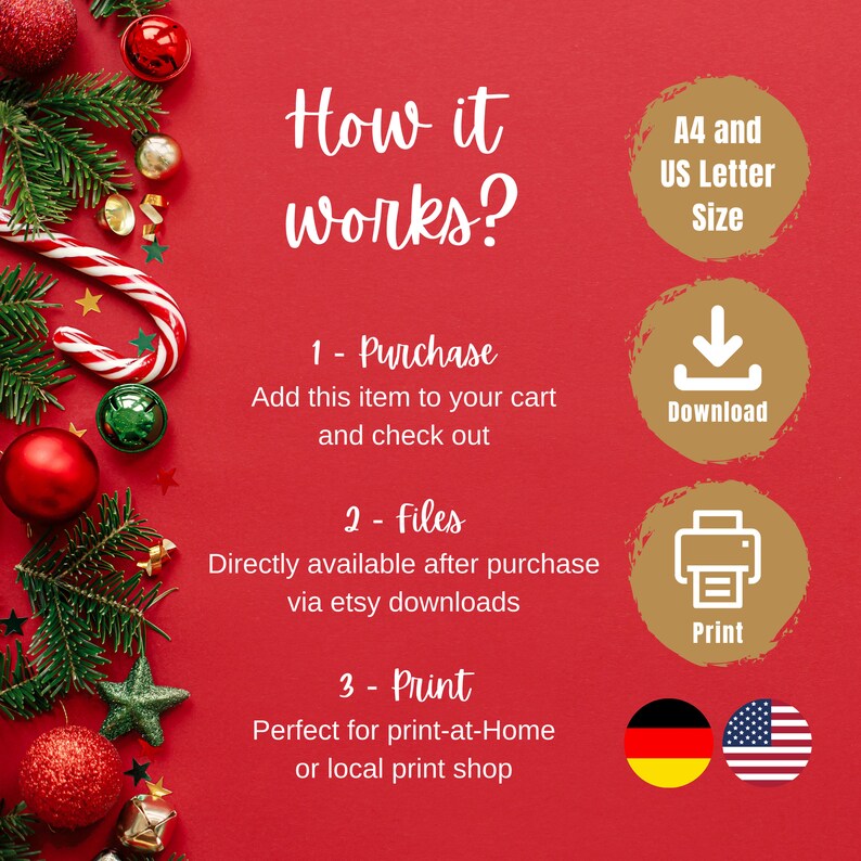 Printable Christmas Game, German & English Versions (instant Download ...