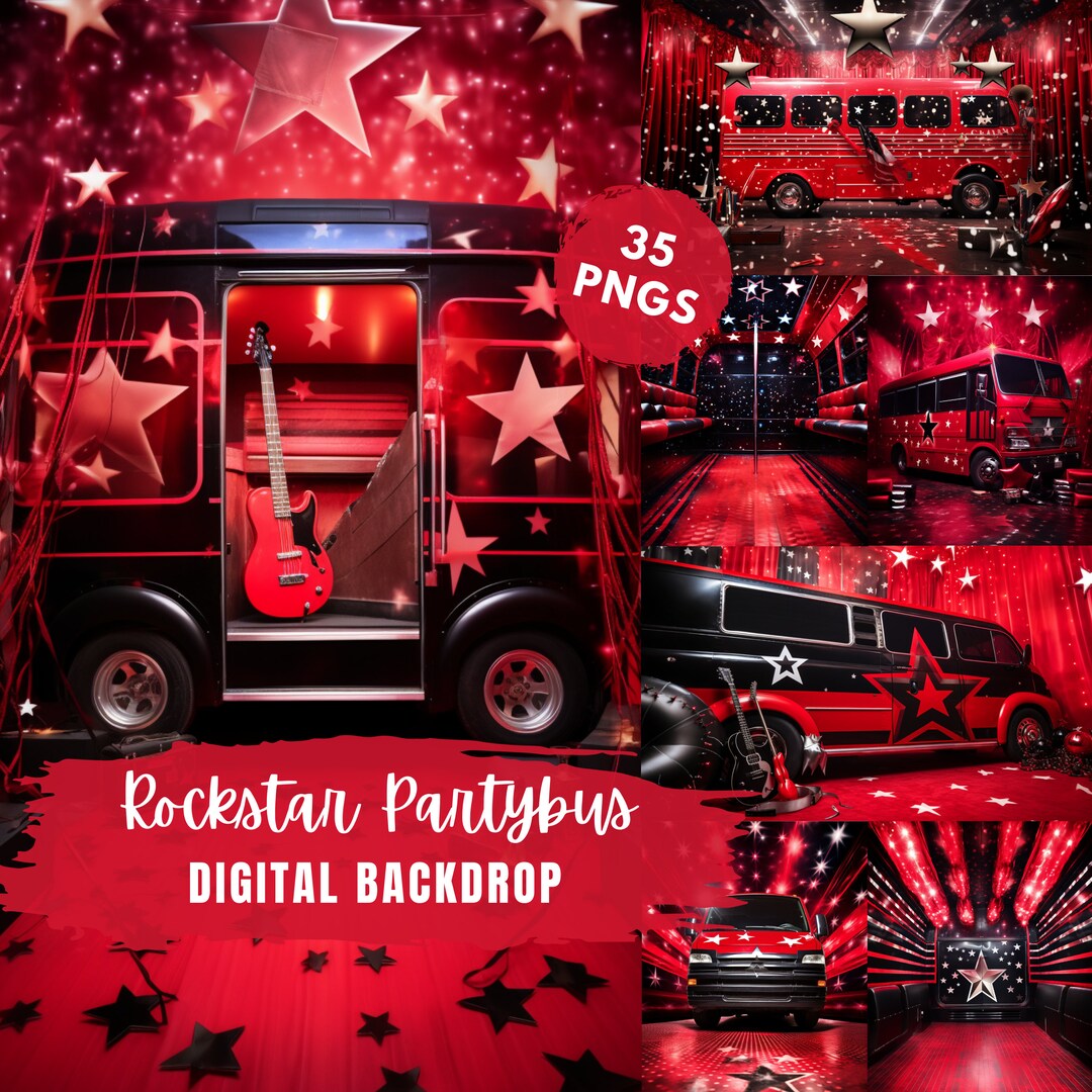 Rockstar Party Bus Photography Backdrop, Digital Background, Concert ...