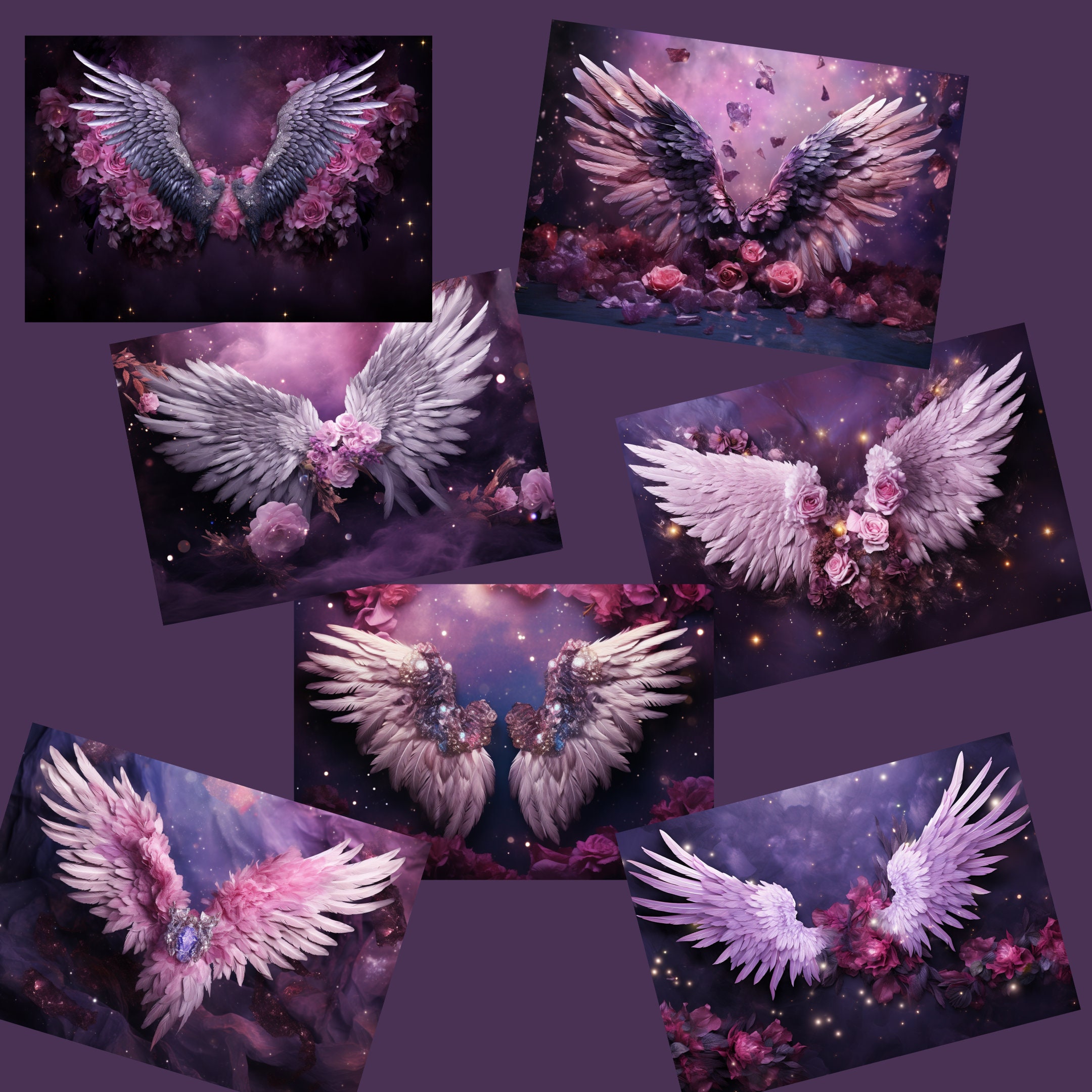 Digital Backdrop Purple Angel Wings for Photo Editing, Maternity ...