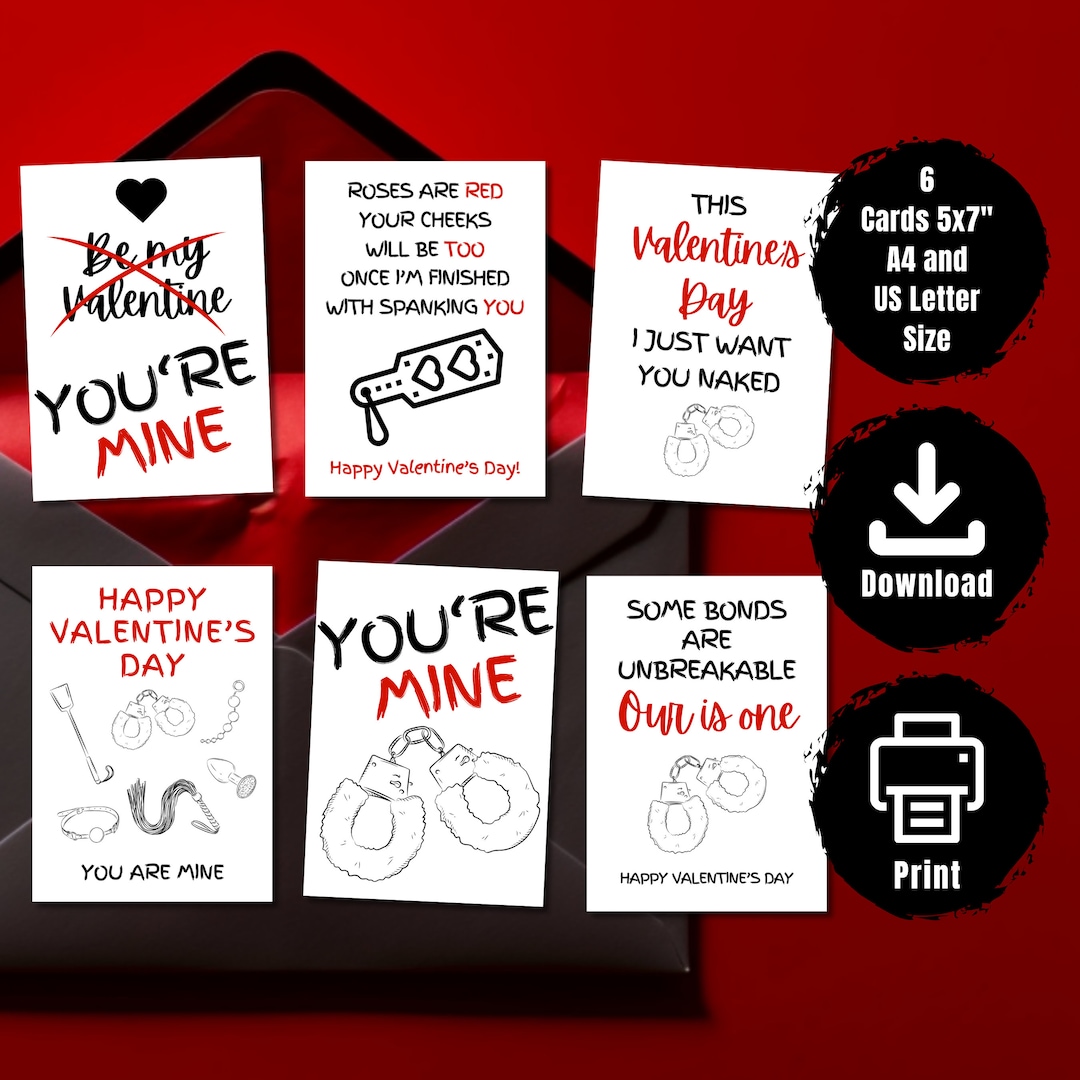 Naughty Valentine's Day Card Bundle BDSM, Printable, Digital Kinky ...