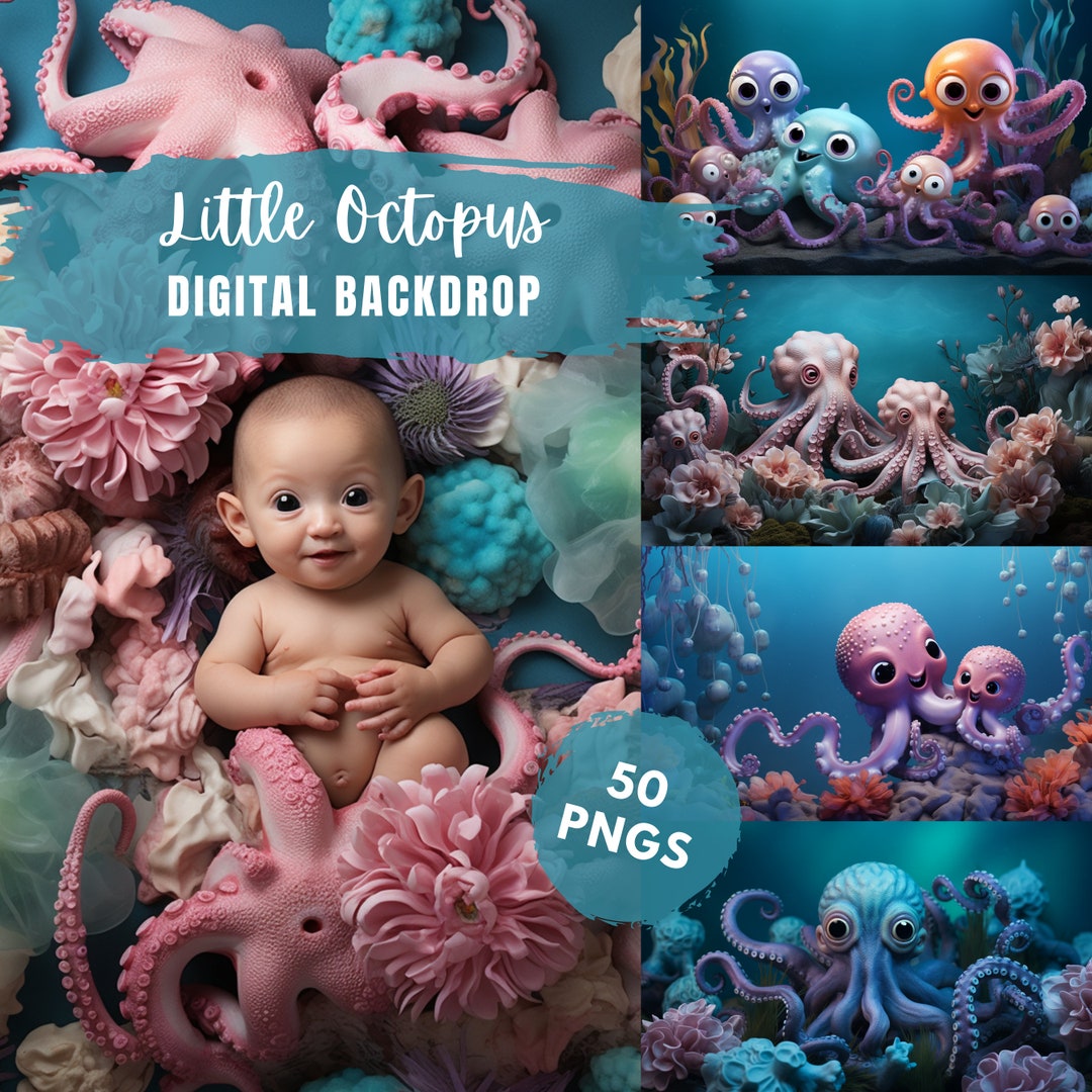 Little Octopus Digital Backdrop for Children, Boys and Girls ,studio ...