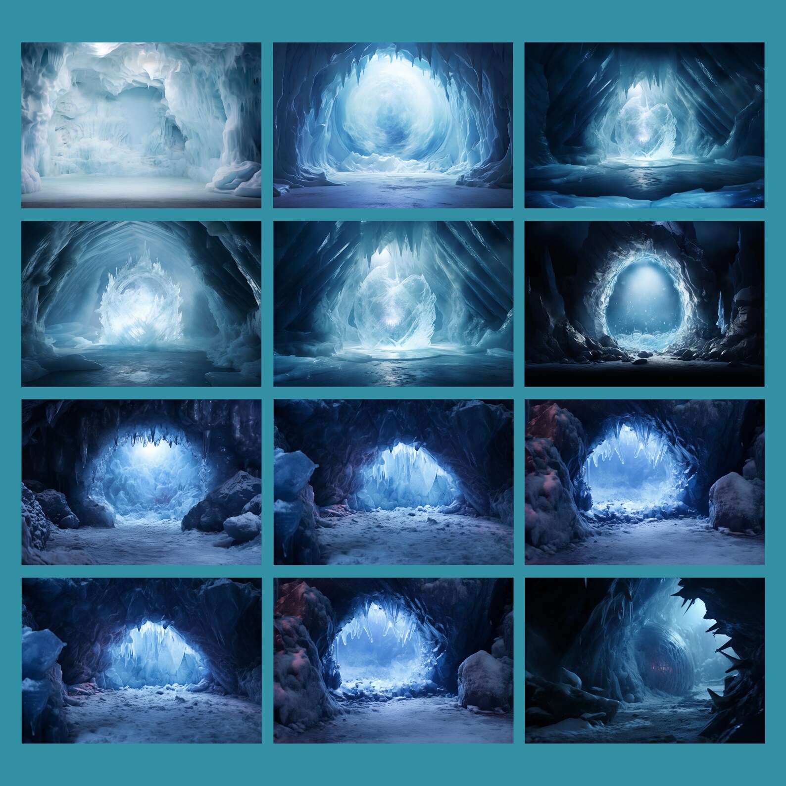 Frozen Ice Cave Digital Backdrop, Ice Cave Winter ,studio Backdrop ...