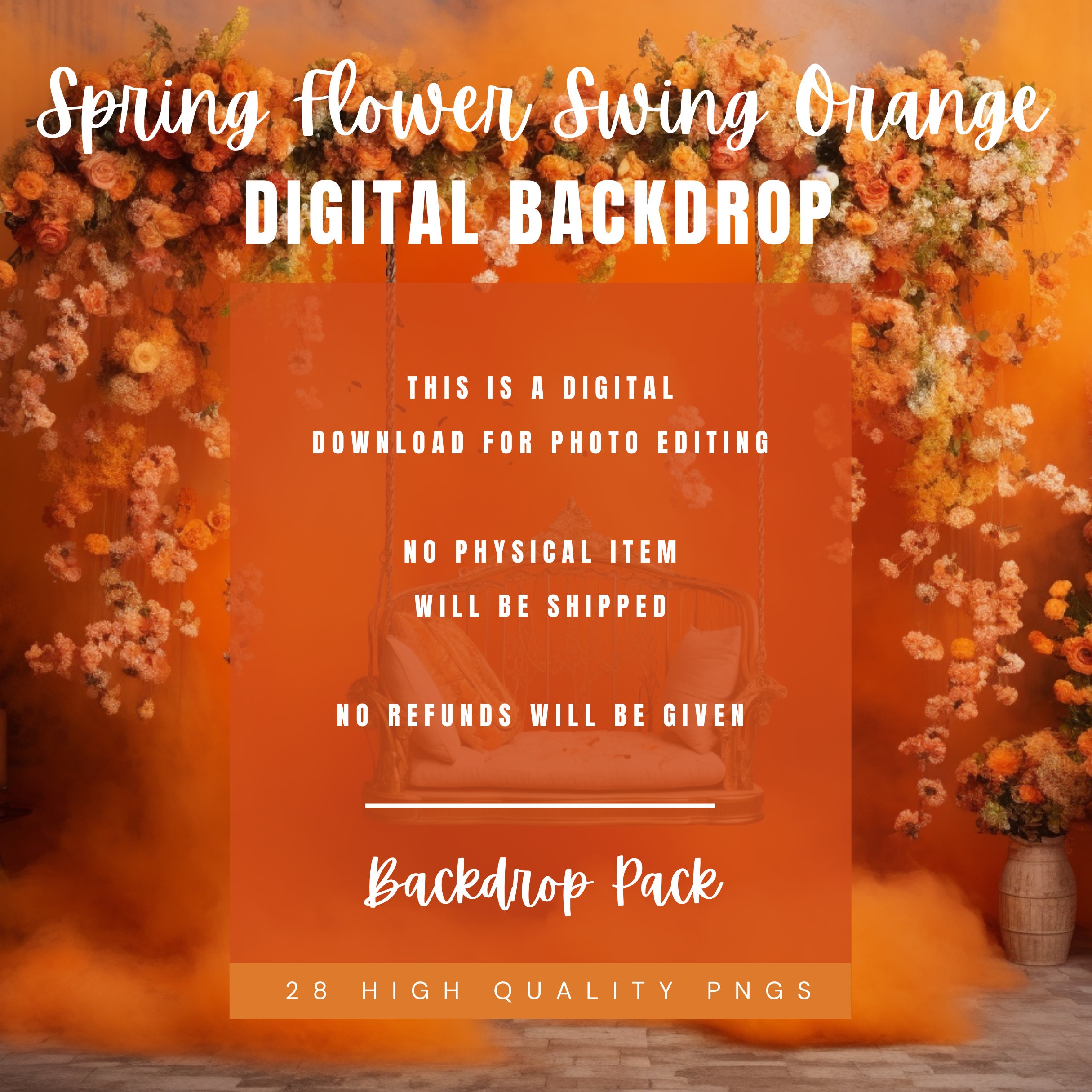 Summer Flower Swing Backdrop for Photo Editing, Summer Flower Backdrop ...