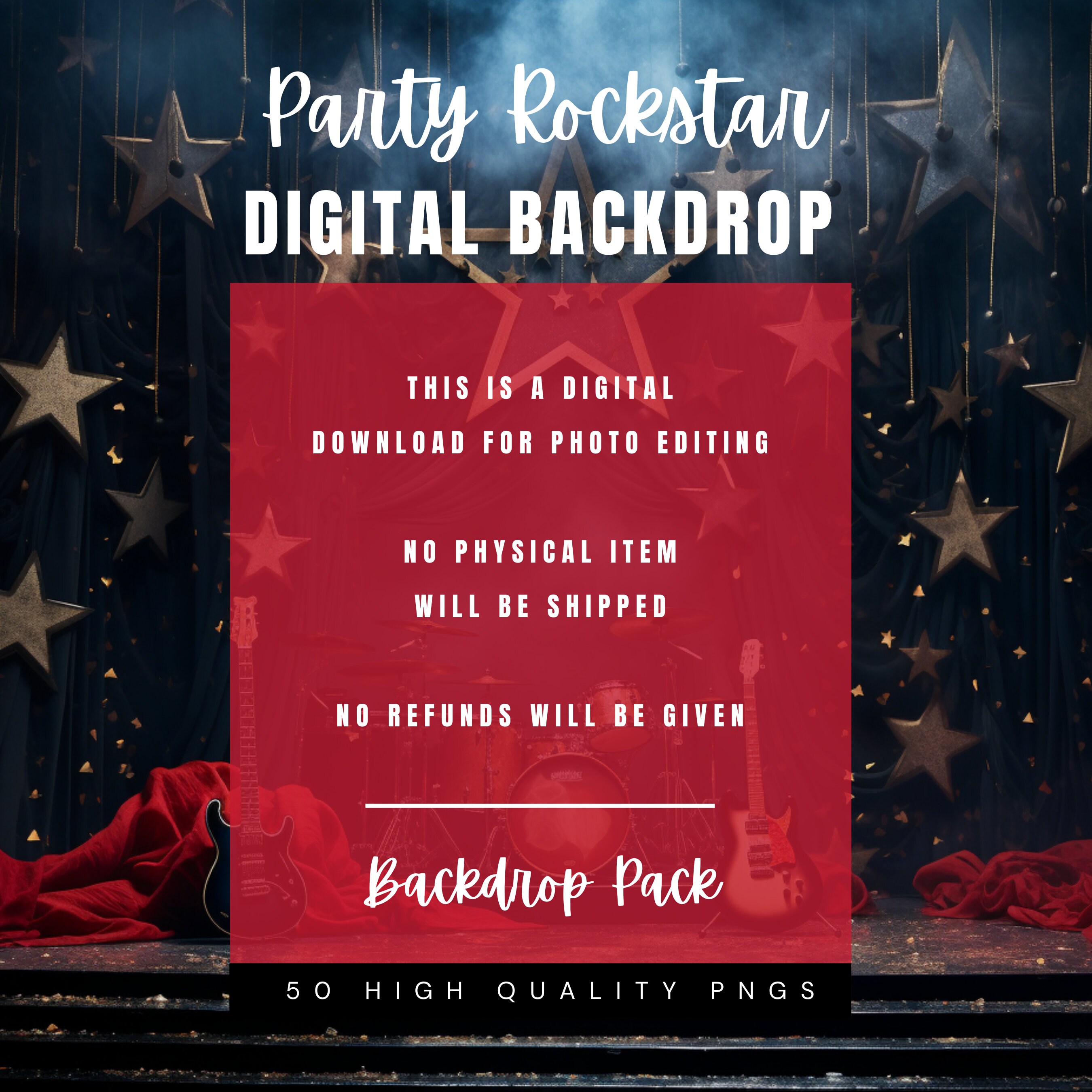 Rockstar Stage Concert Photography Backdrop, Digital Background, Party ...