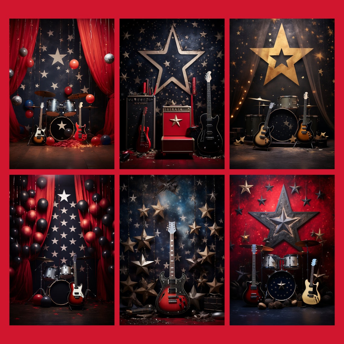 Rockstar Stage Concert Photography Backdrop, Party Stage Studio ...