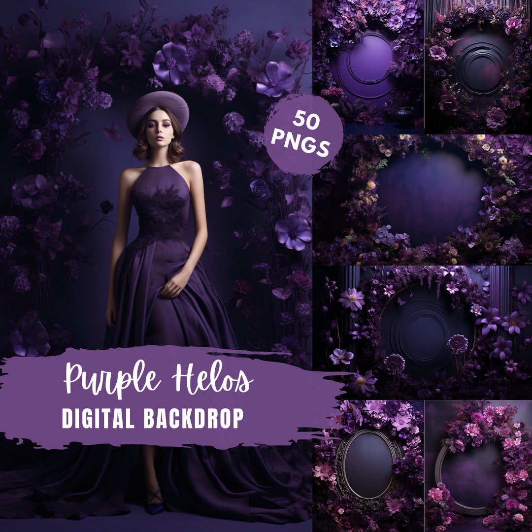 Purple Helo Flower Digital Backdrop,floral Canvas,maternity Backdrop ...