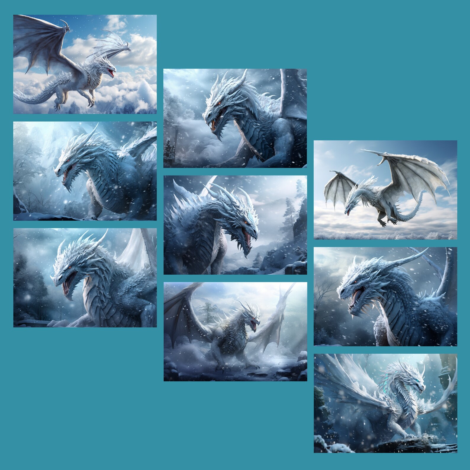 Frozen Ice Dragon Digital Backdrop, Winter Fantasy Overlay (PNG) - Etsy