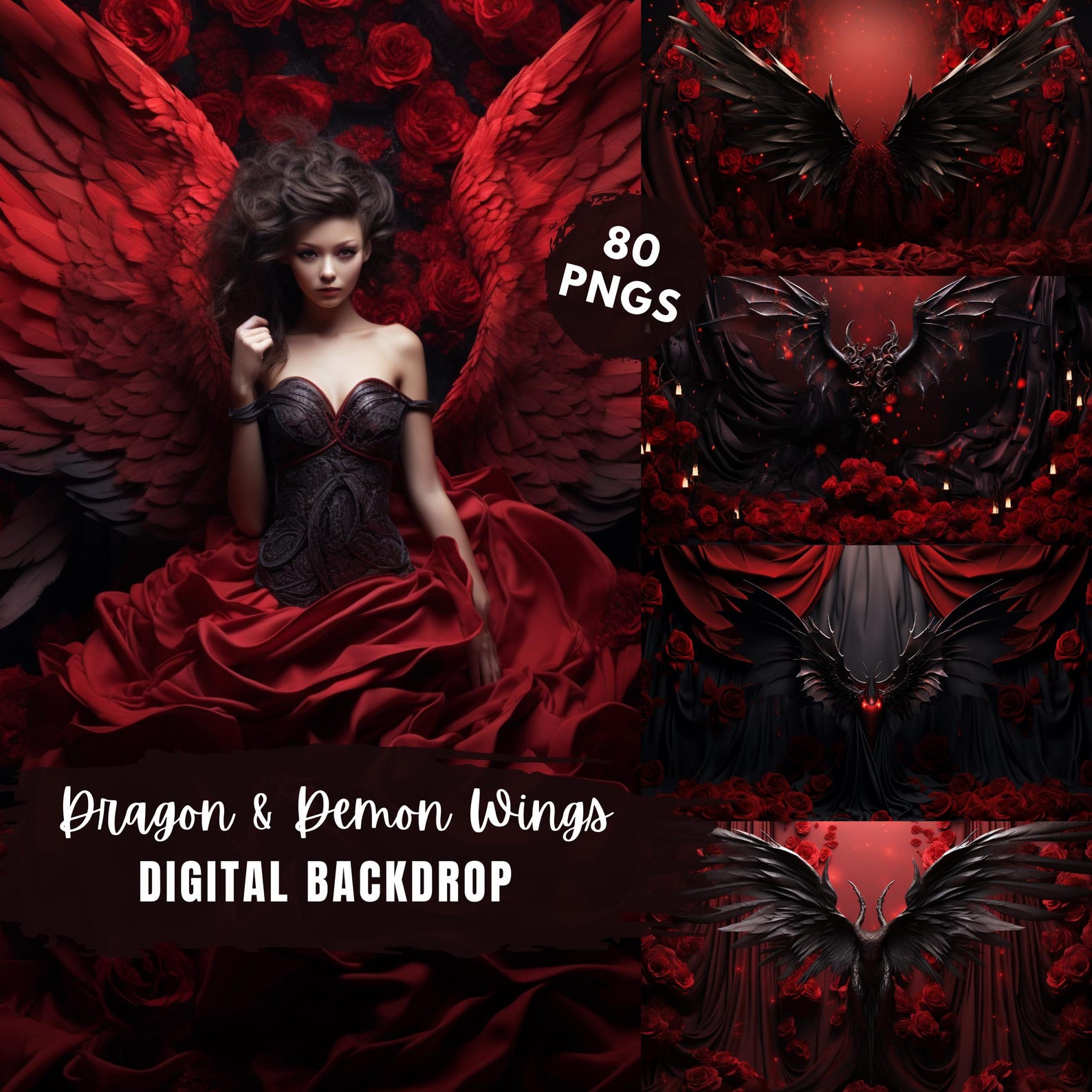 Deamon & Dragon Wings Backdrop , Daemon Horror Backdrop, Lilith, Devil ...