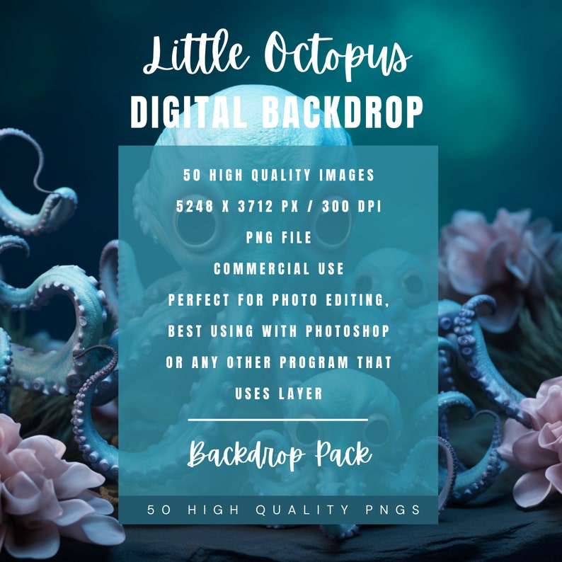 Little Octopus Digital Backdrop for Children, Boys and Girls ,studio ...
