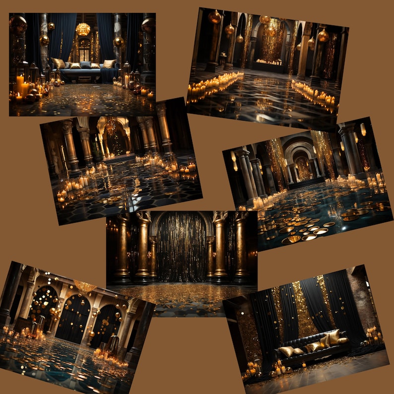 Luxury Gold Sequin Photography Backdrop, Black and Gold Glitter ...