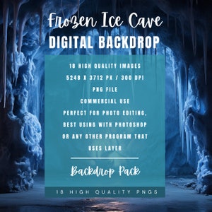 Frozen Ice Cave Digital Backdrop, Ice Cave Winter ,studio Backdrop ...