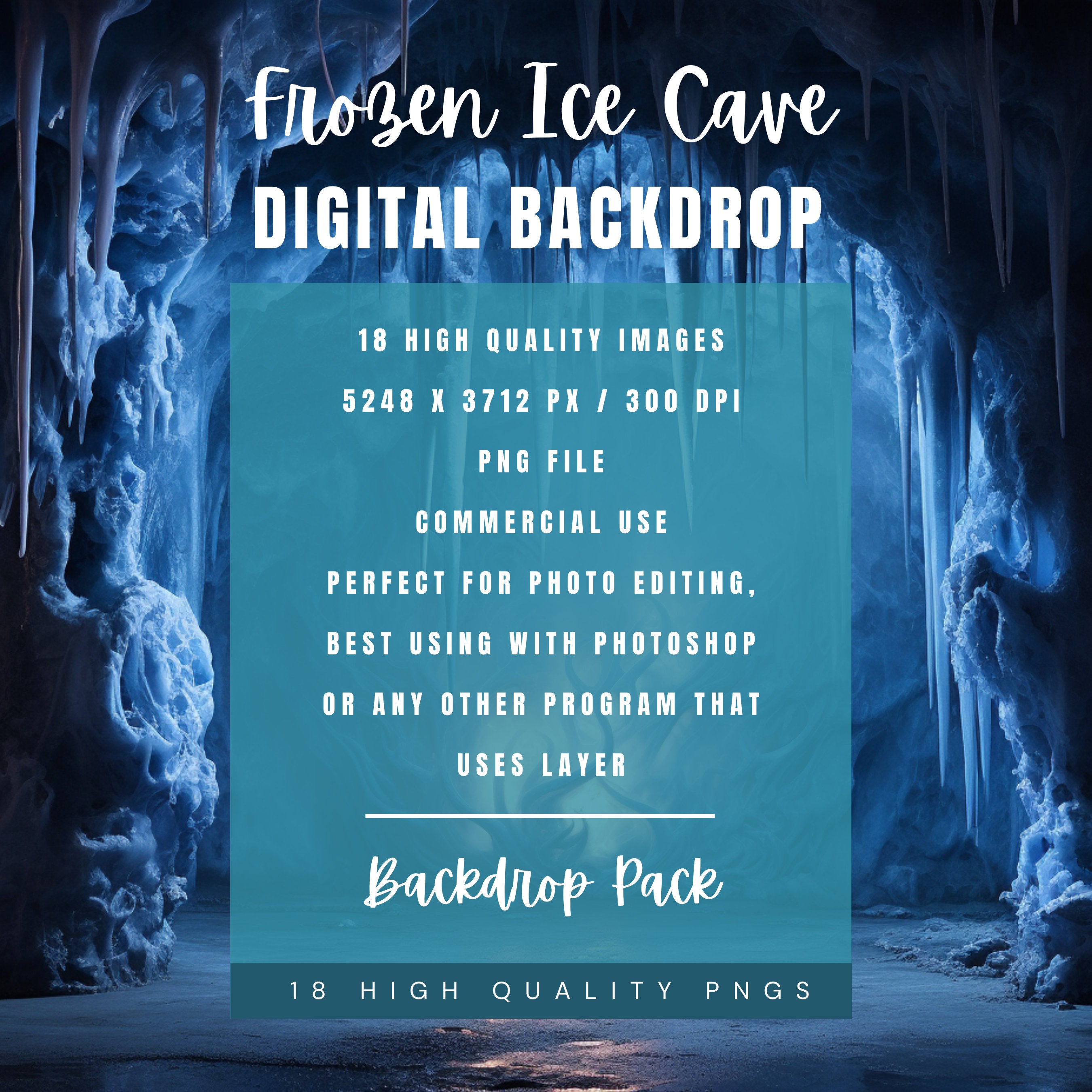 Frozen Ice Cave Digital Backdrop, Ice Cave Winter ,studio Backdrop ...