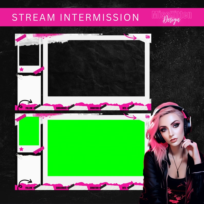 Twitch Overlay Statisch, Pink Stream Intermission for Twitch, Overlay ...