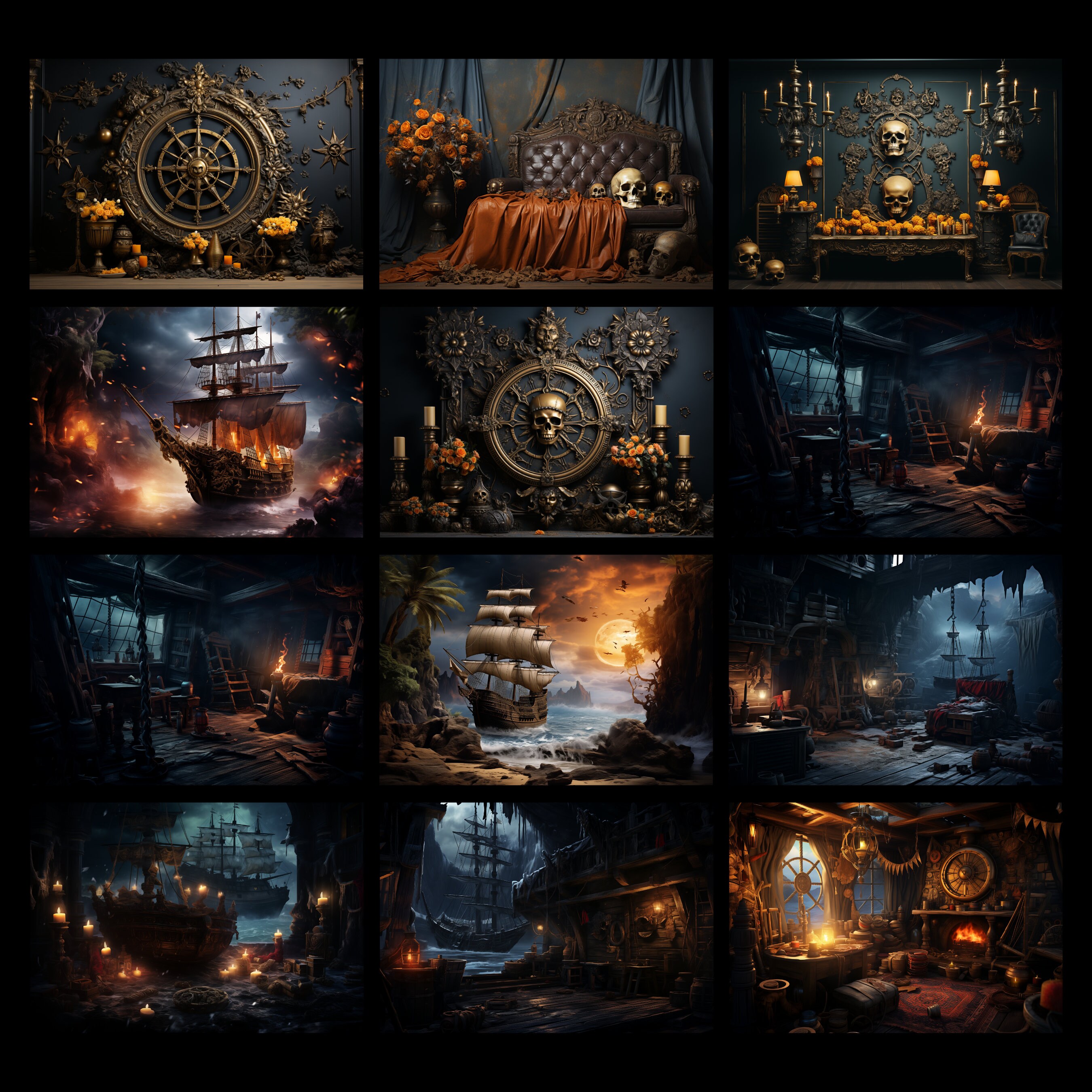 Pirate Adventure Digital Background, Pirat Ship, Pirat Background ...