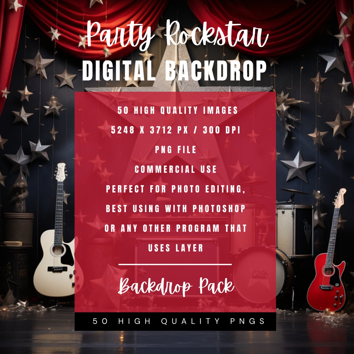 Rockstar Stage Concert Photography Backdrop, Party Stage Studio ...
