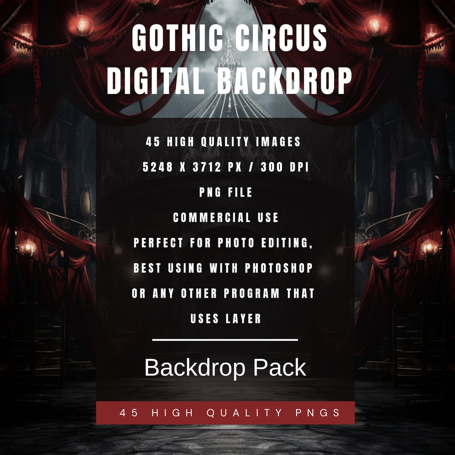 Gothic Circus Backdrop for Photo Editing XL Pack, Circus Manege ...