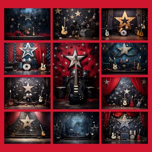 Rockstar Stage Concert Photography Backdrop, Party Stage Studio ...