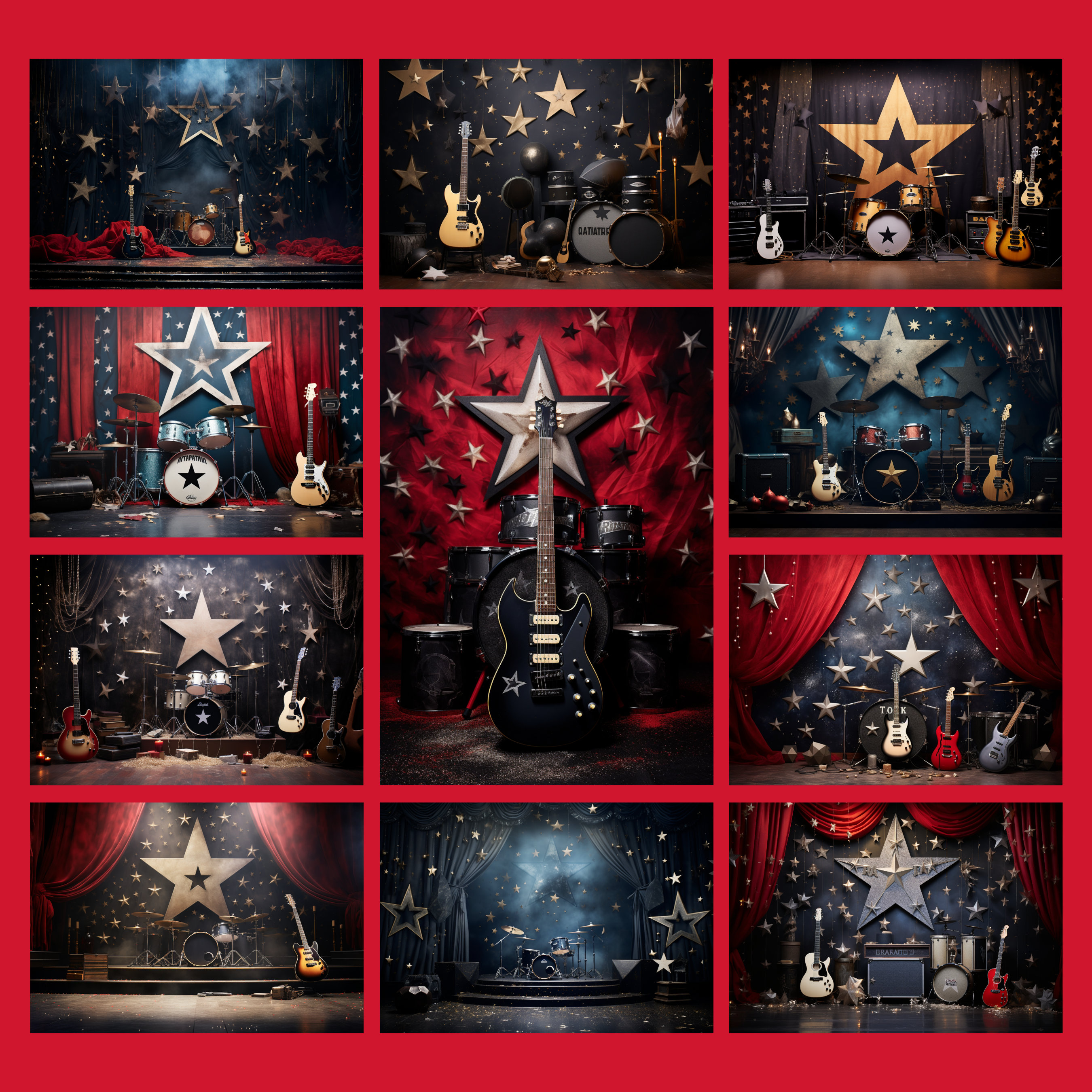 Rockstar Stage Concert Photography Backdrop, Digital Background, Party ...