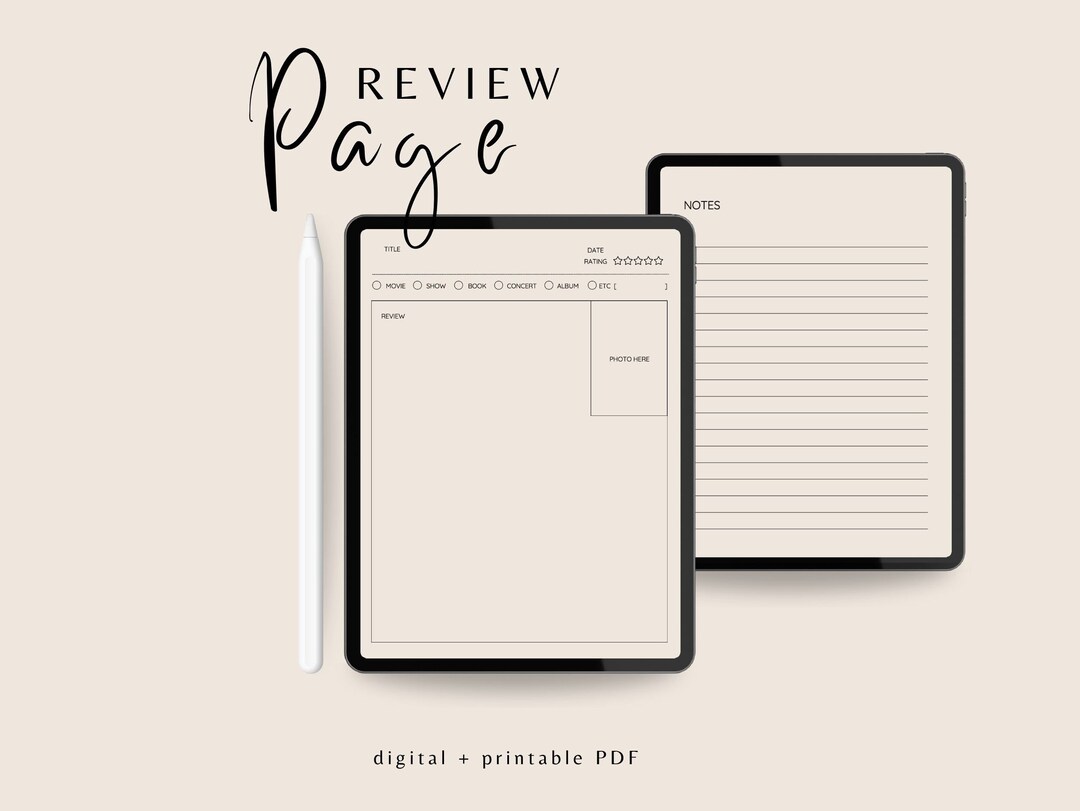 Review Journal | One Page | Digital Product | Book | Concert | Movie ...