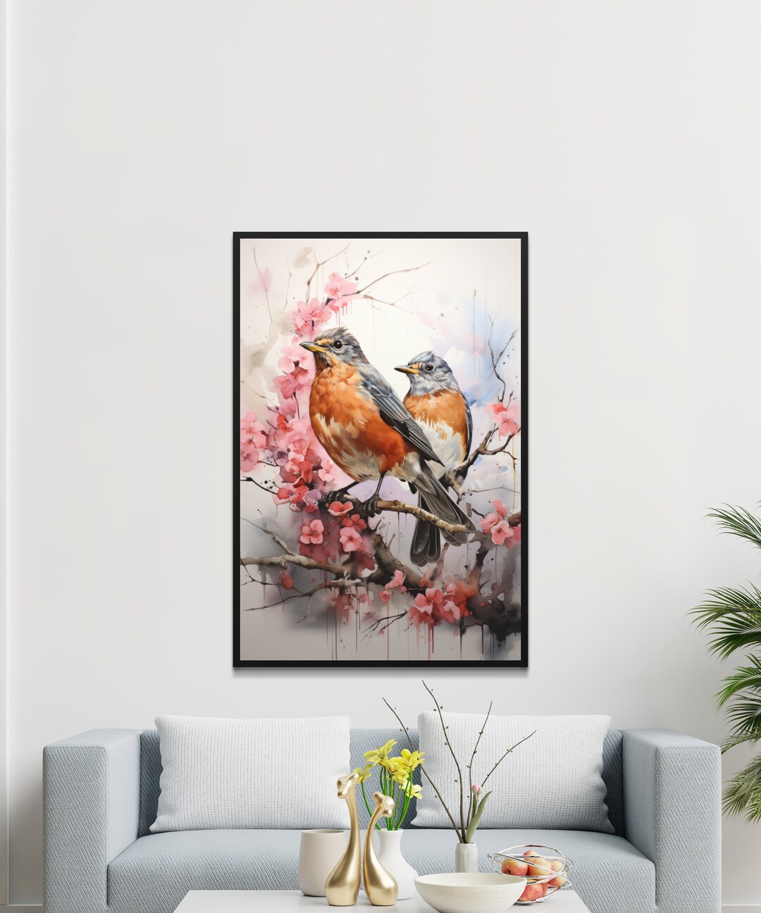 Beautiful American Robins Life-like Female & Male 12 X 18 300DPI Poster ...