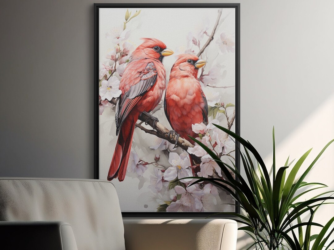 Beautiful Scarlet Tanagers Life-like Female & Male 12 X 18 300DPI ...