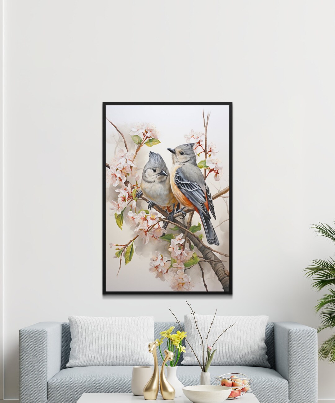 Beautiful Tufted Titmouse Life-like Female & Male 12 X 18 300DPI Poster ...