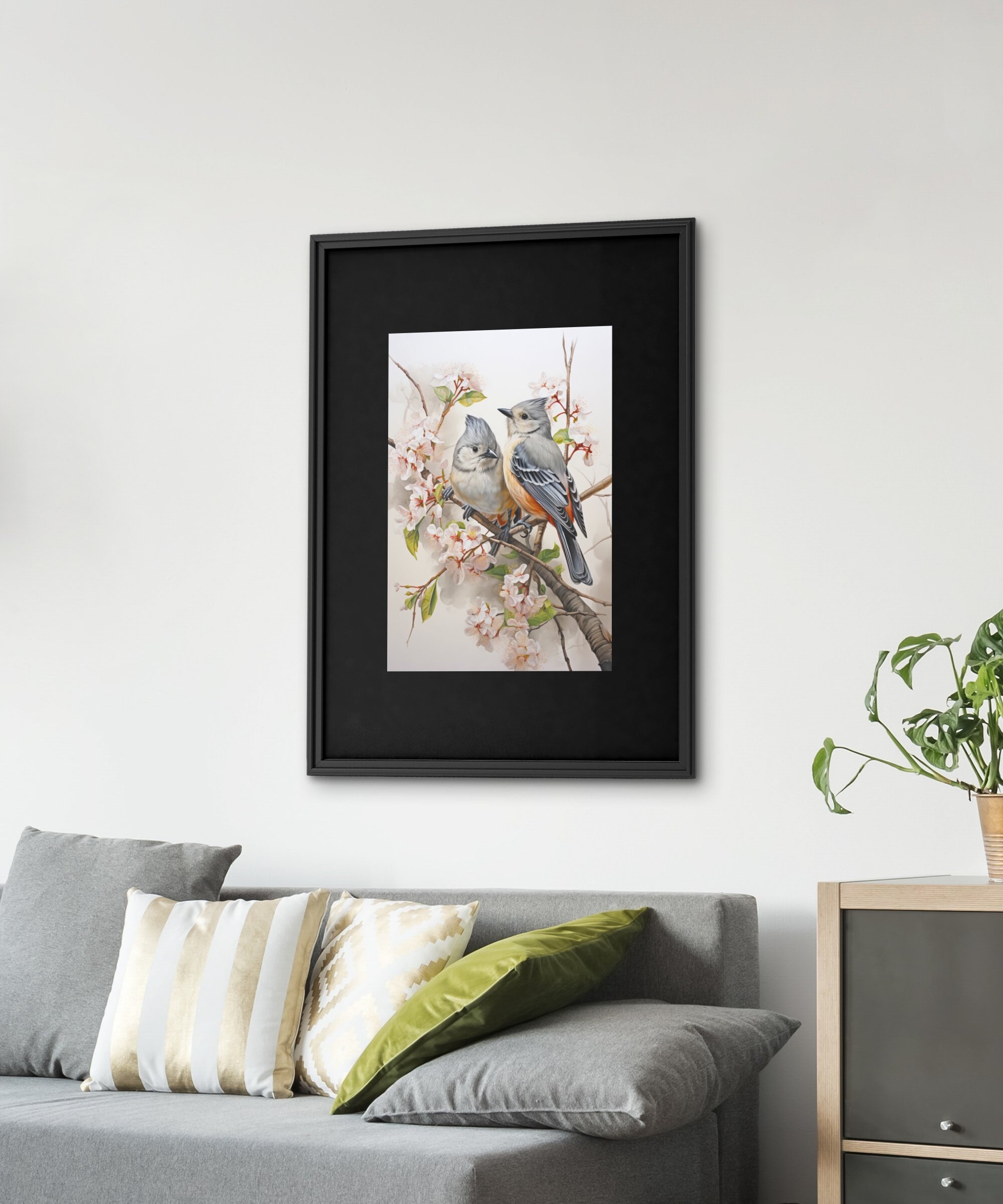 Beautiful Tufted Titmouse Life-like Female & Male 12 X 18 300DPI Poster ...