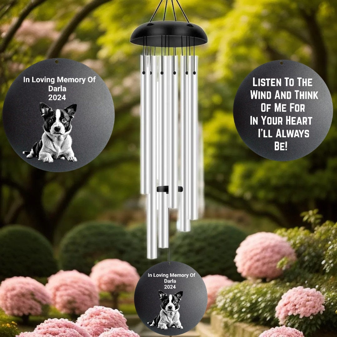 Dog Photo Memorial Wind Chimes Pet Photo Memorial Wind Chime Pet Photo ...