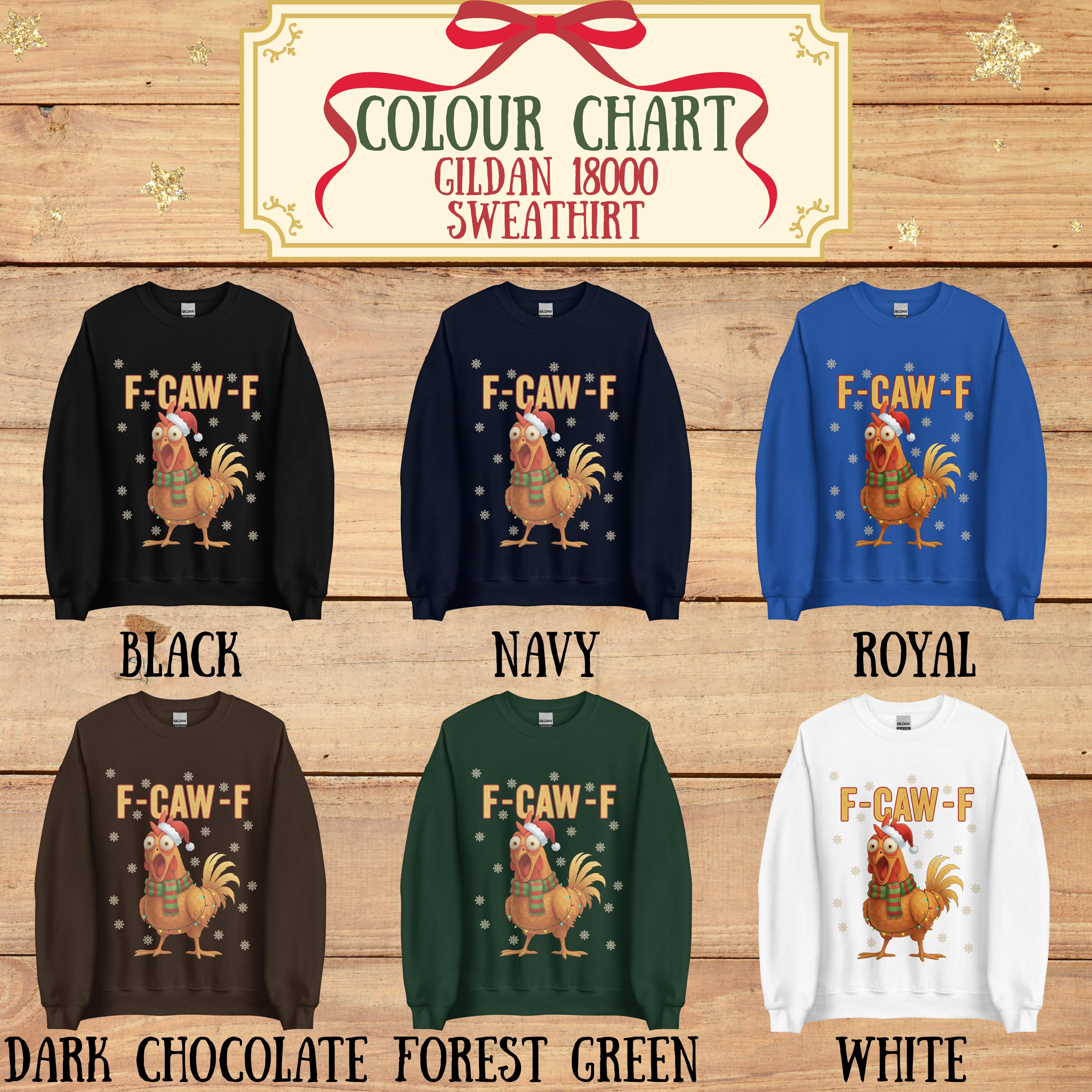 Christmas F-caw-f Sweatshirt Funny Chicken Humour Sweater Punny Bird ...