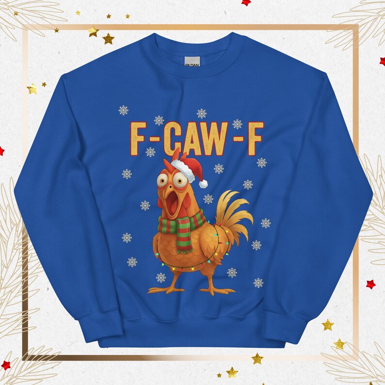 Christmas F-caw-f Sweatshirt Funny Chicken Humour Sweater Punny Bird ...