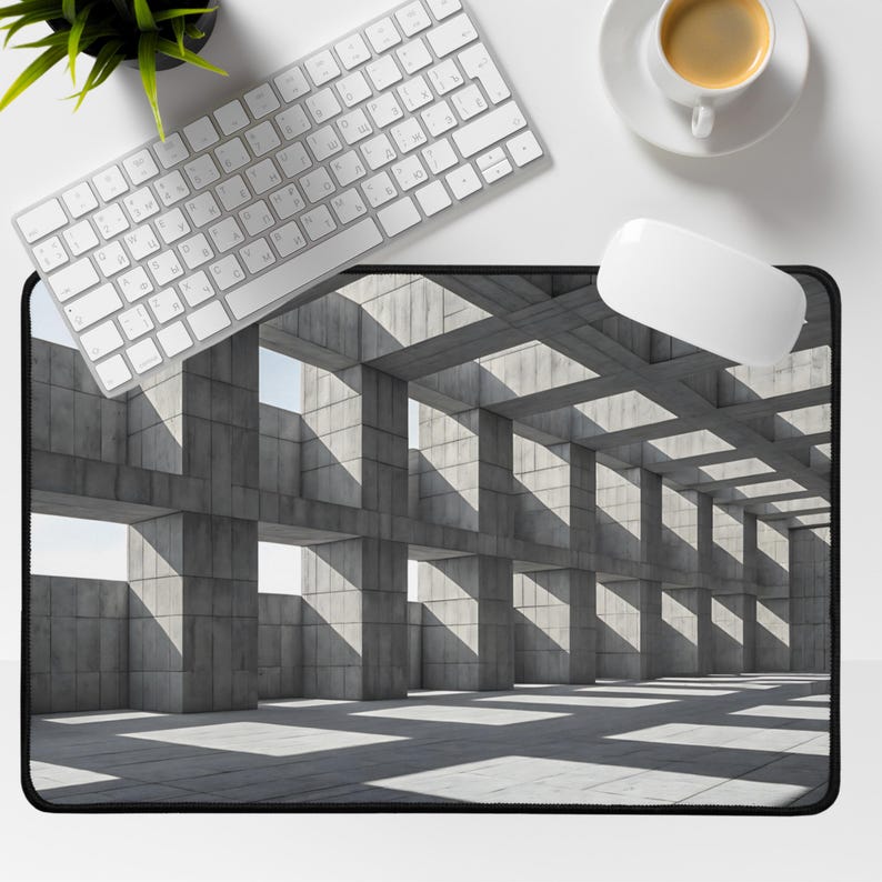 Brutalist Architecture Desk Mat Surreal Building Mouse Mat Abstract ...