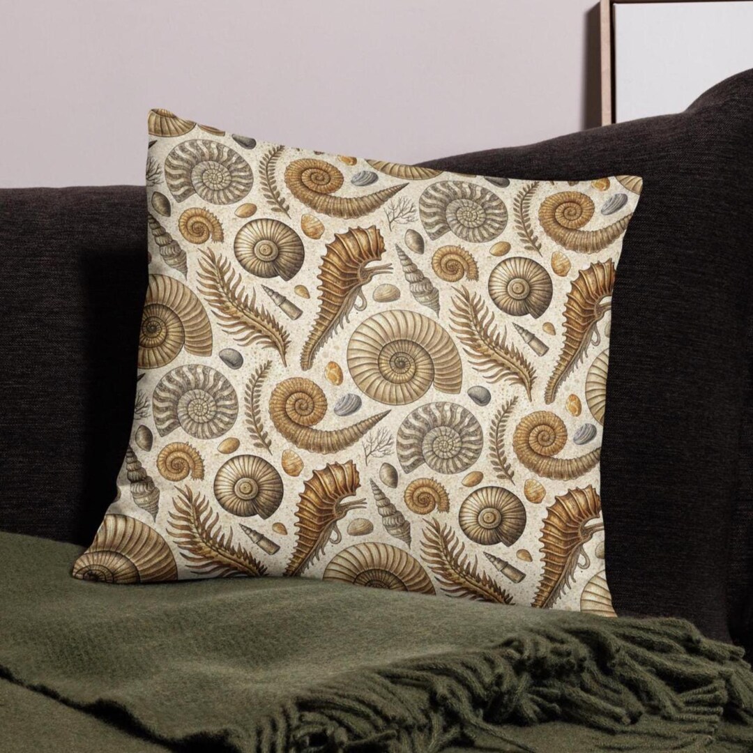 Fossils Pillow Case Ammonite Fossil Cushion Cover Paleontology Scatter ...