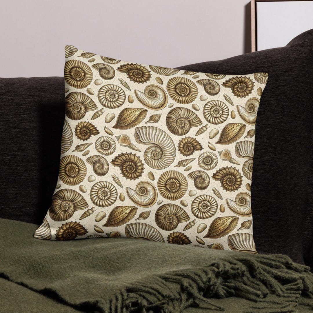 Fossils Pillow Case Ammonite Fossil Cushion Cover Paleontology Scatter ...