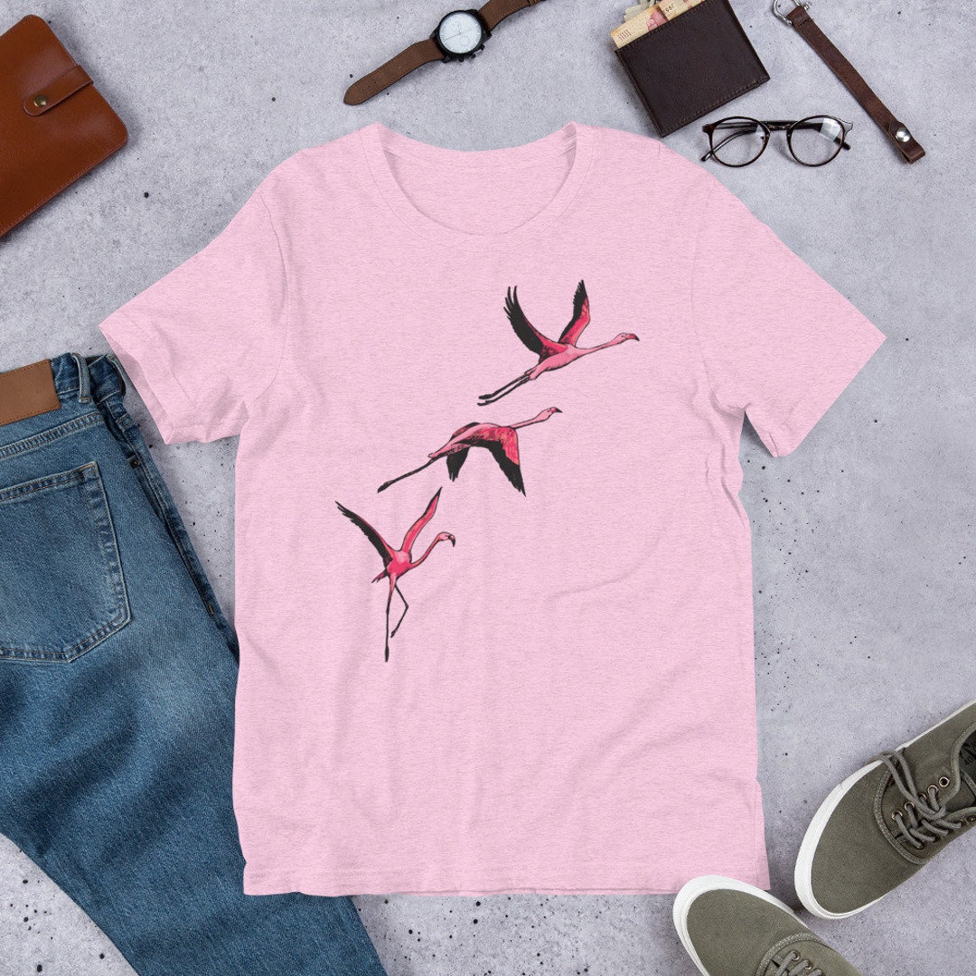 Pink Flamingo T-shirt Flying Flamingos Birds Tshirt Tropical Bird ...