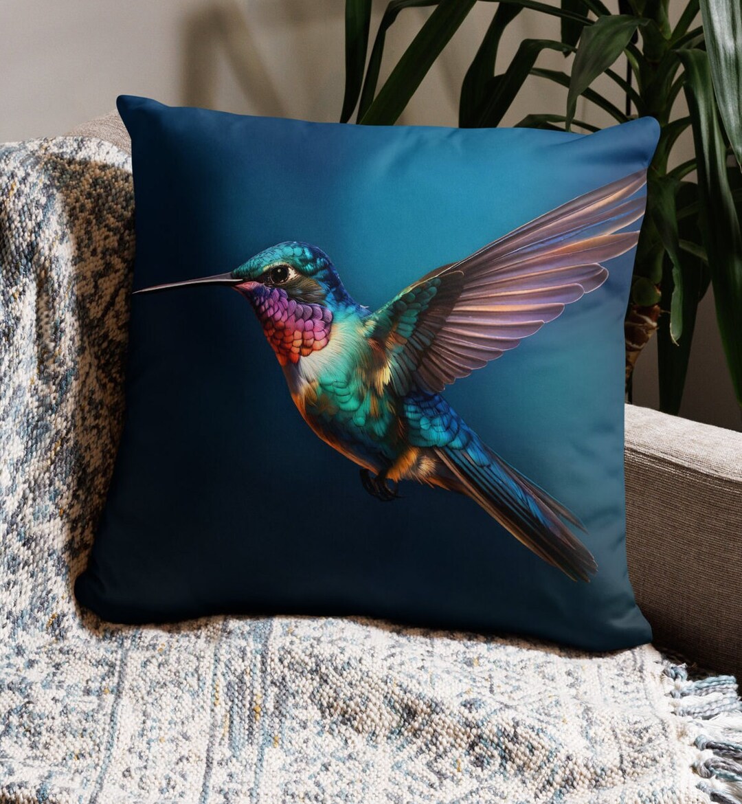 Hummingbird Cushion Cover Humming Bird Pillow Case Blue Home Decor 18 ...