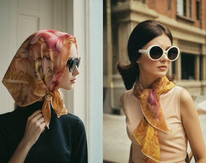 Mod Scarf, 60s Hair Scarf, Neck Scarf Women, Vintage Head Scarf, Floral ...