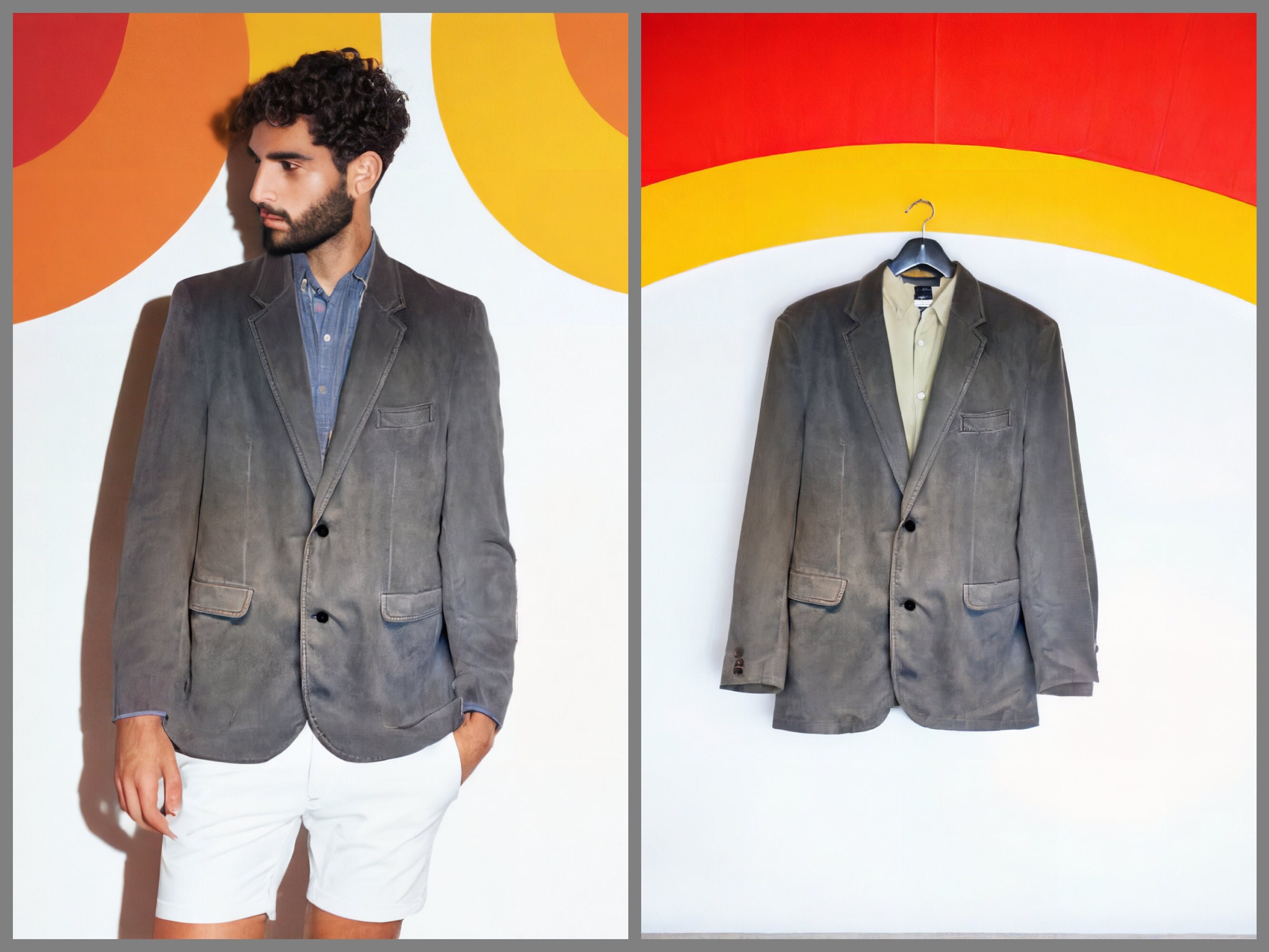 Y2K Fashion Vintage Jacket, Y2K Jacket Mens Single Breasted, Acid Wash ...