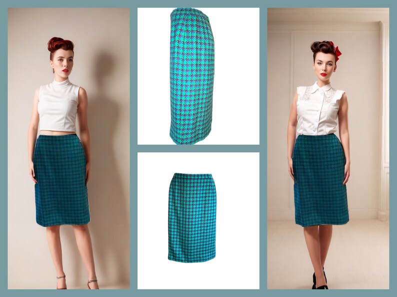 1950s Vintage Style Skirt, Pin up Vintage Pencil Skirt, Pure Wool ...