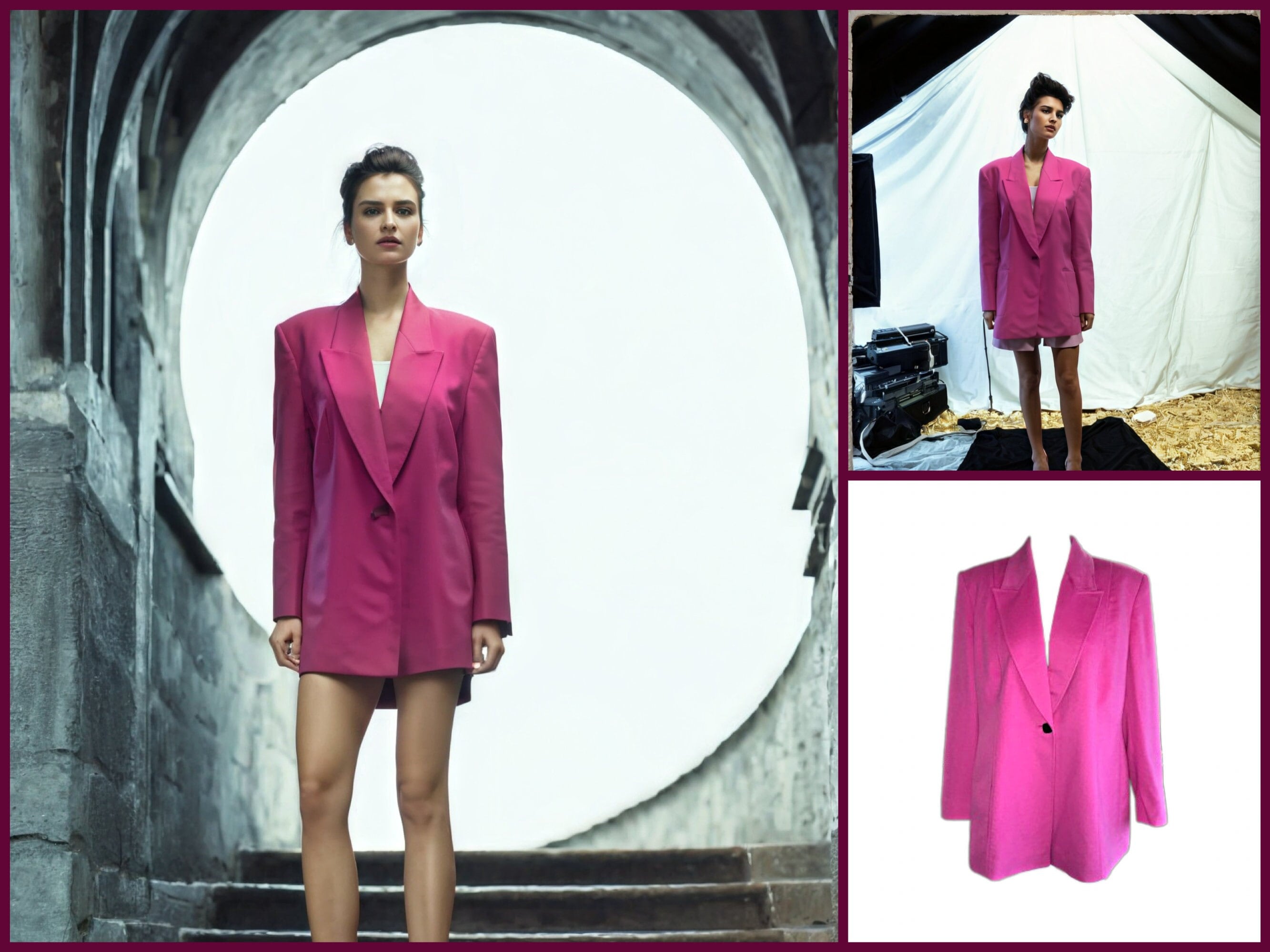 80s Oversized Blazer, Double Breasted Womens Blazer, Pink Vintage ...