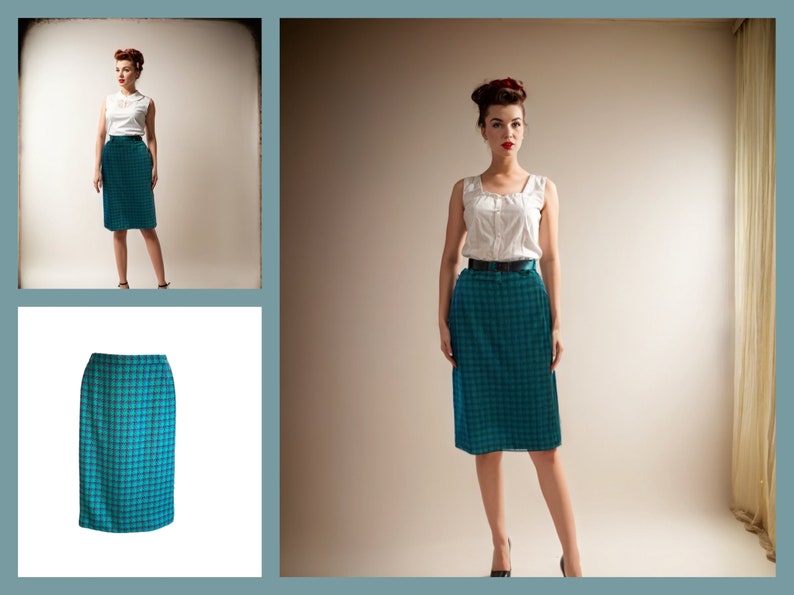 1950s Vintage Style Skirt, Pin up Vintage Pencil Skirt, Pure Wool ...