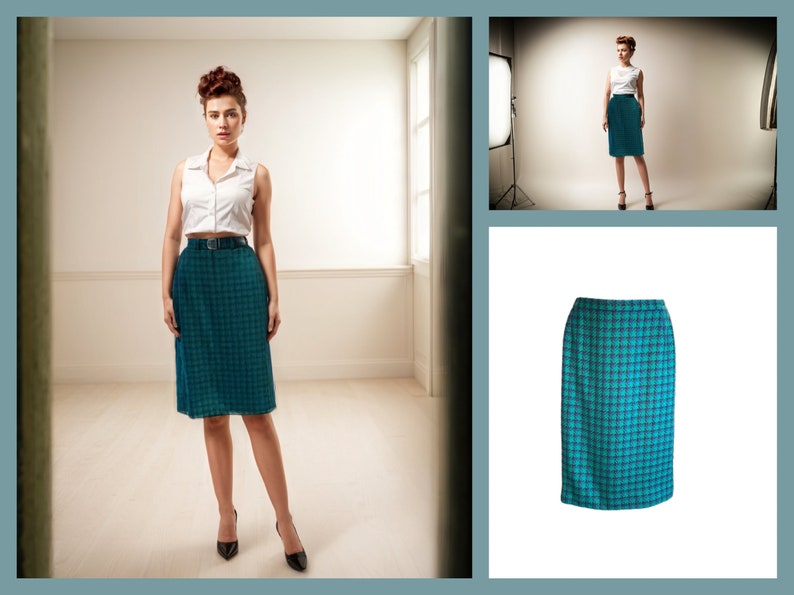 1950s Vintage Style Skirt, Pin up Vintage Pencil Skirt, Pure Wool ...