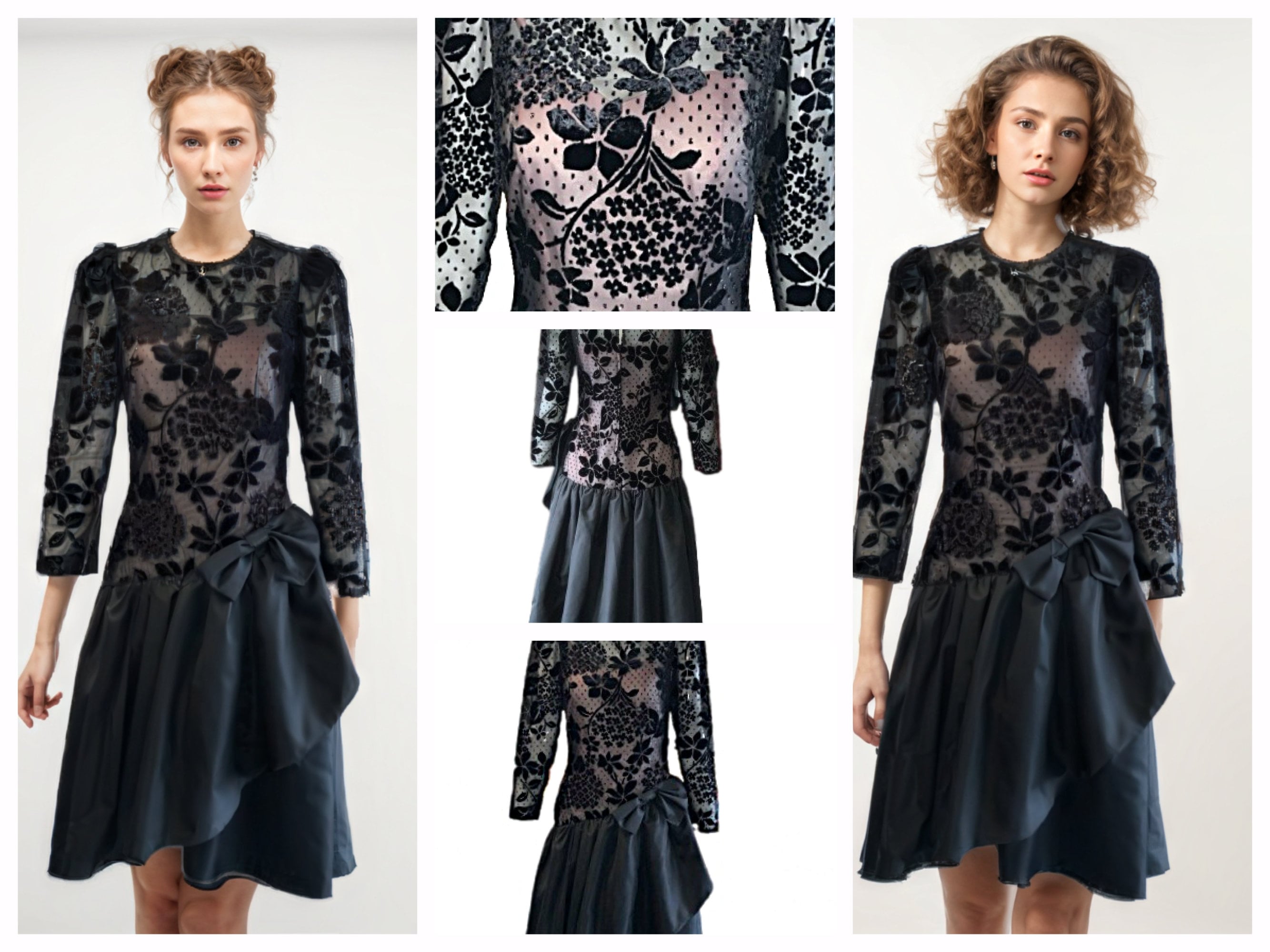 Tulle Prom Dress, Black Prom Dress, 1980s Prom Dress, 80s Party Dress ...