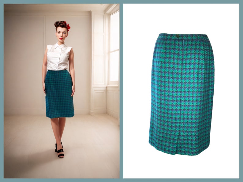 1950s Vintage Style Skirt, Pin up Vintage Pencil Skirt, Pure Wool ...