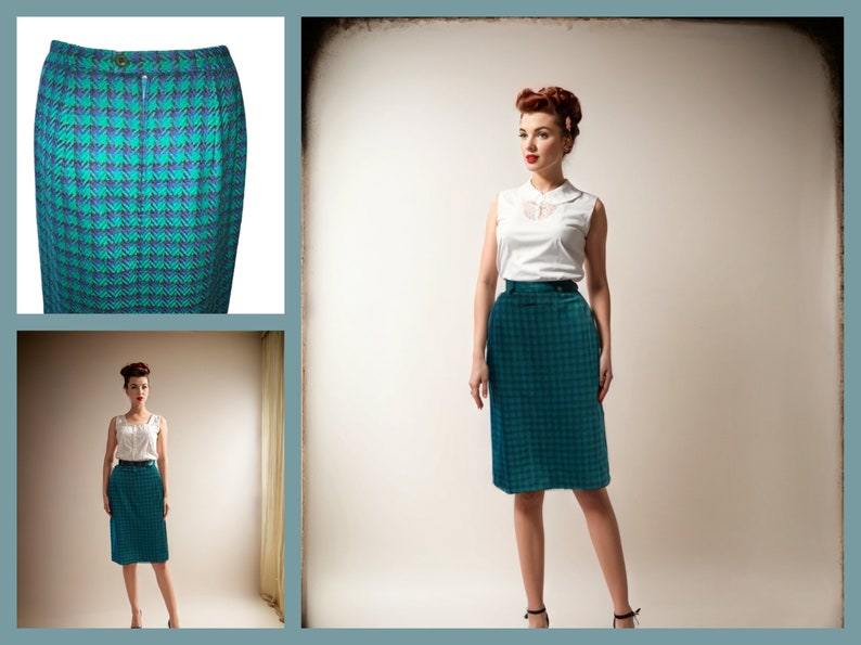 1950s Vintage Style Skirt, Pin up Vintage Pencil Skirt, Pure Wool ...