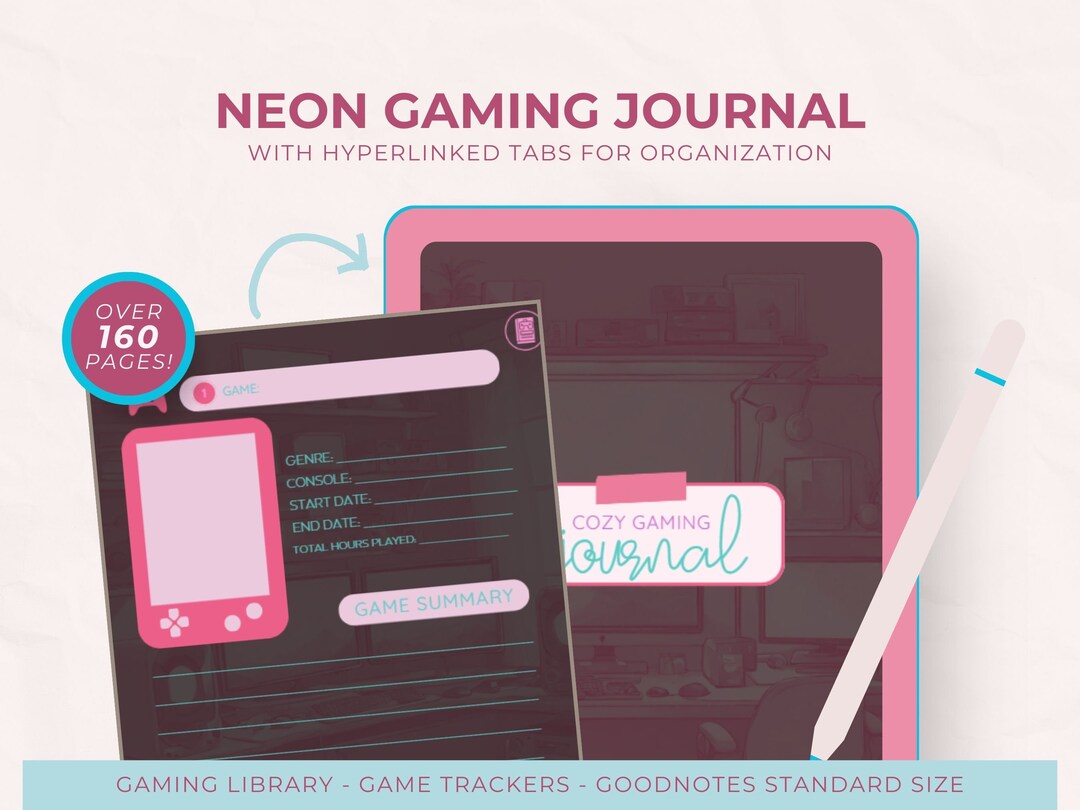 Neon Gaming Journal, Game Tracker, Gaming Organizer, Video Game Planner ...