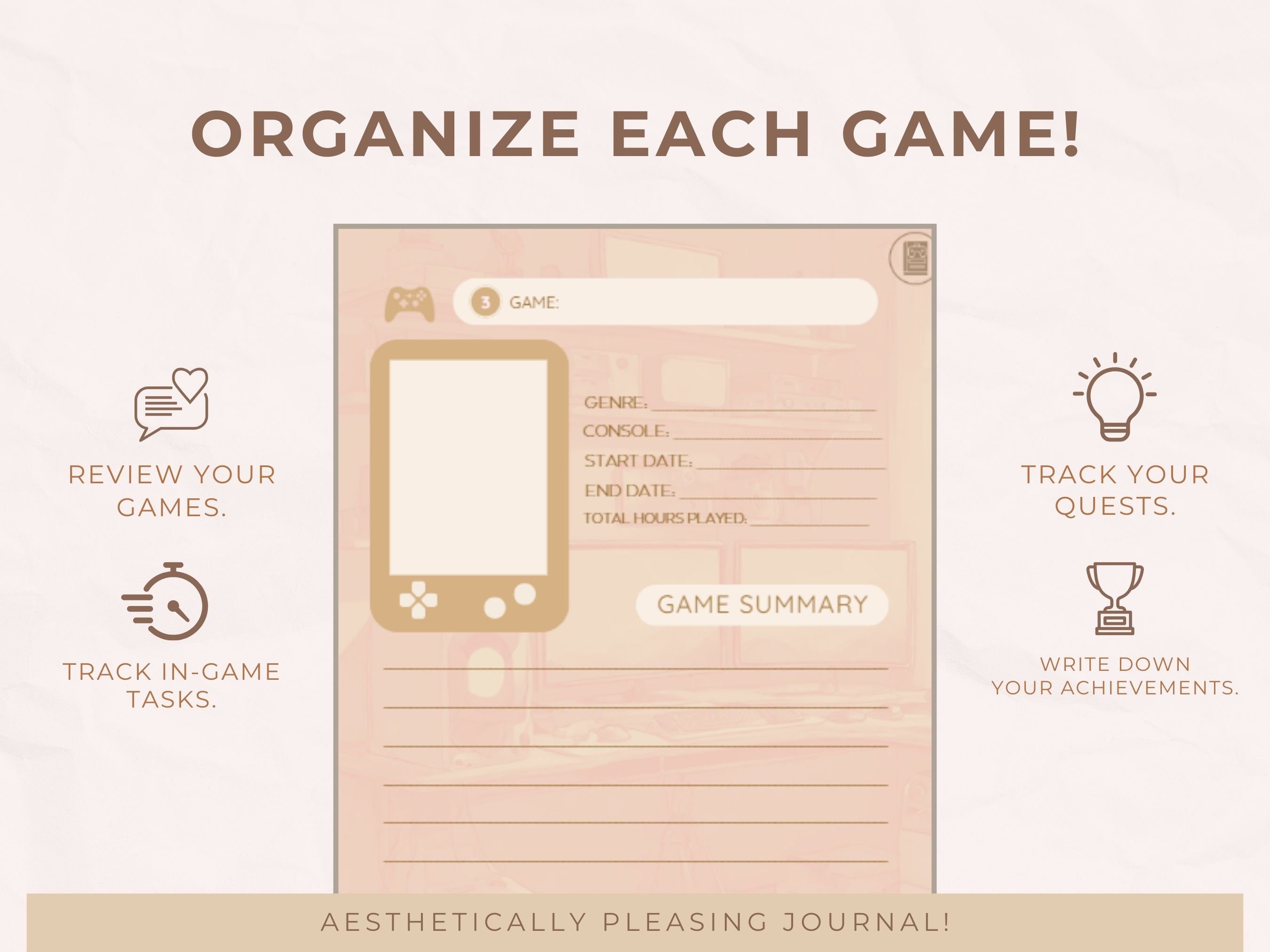 Cozy Gaming Journal, Game Tracker, Gaming Organizer, Video Game Planner ...